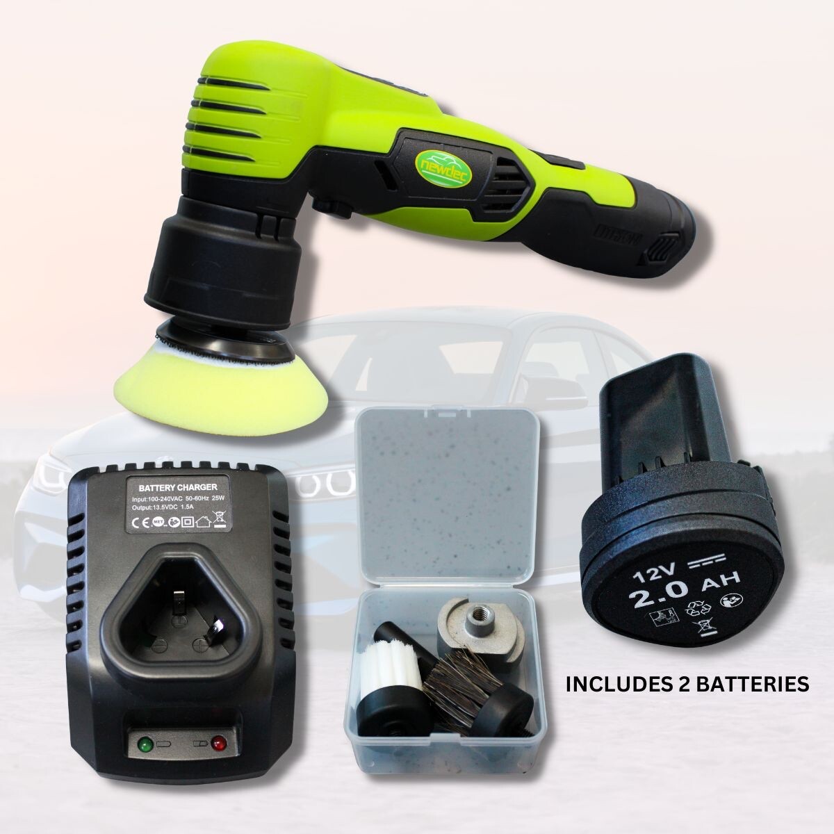 VARIABLE SPEED DUAL ORBITAL CORDLESS POLISHER KIT 12v LITHIUM ION MINI ...