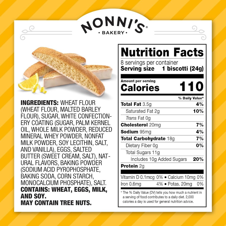 Nonni's Bakery LIMONE Biscotti Nonnis Baked With Real Lemons 6.88 oz ...