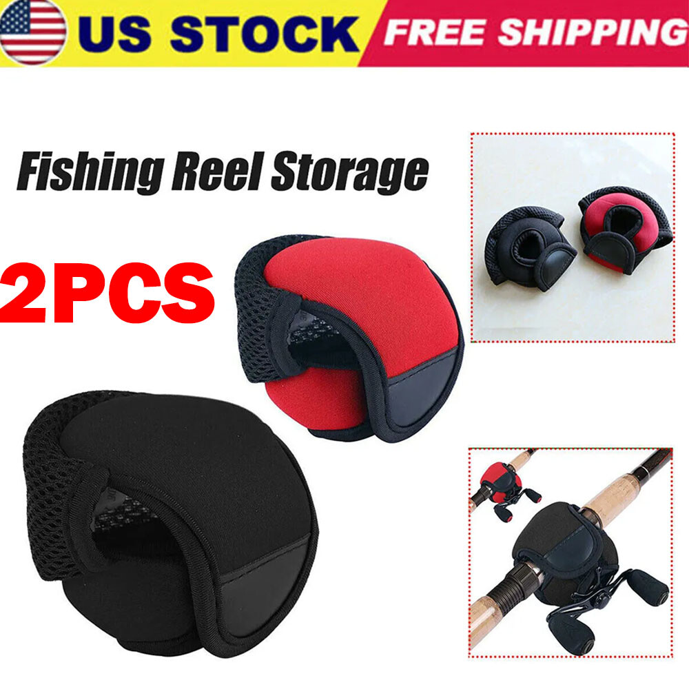2PC Fishing Reel Bag Protective Cover Baitcasting Trolling Pouch ...