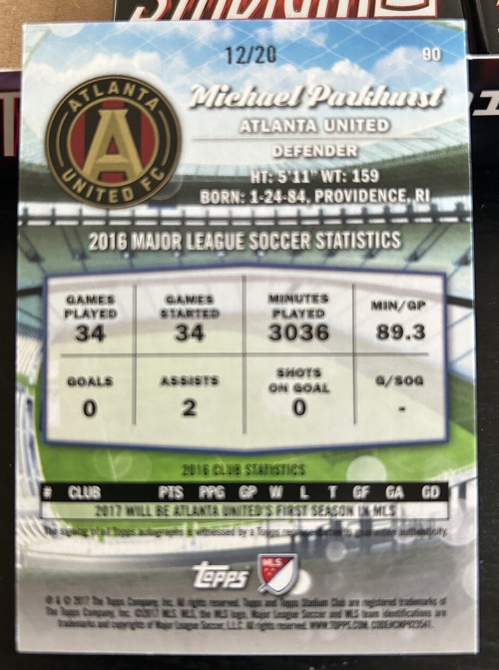 MEMBERS ONLY AUTOGRAPH 2017 Topps Stadium Club MLS Card Michael ...