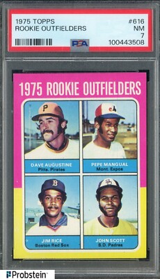 1975 Topps #616 Rookie Outfielders w/ Jim Rice RC Rookie HOF PSA 7 NM ...