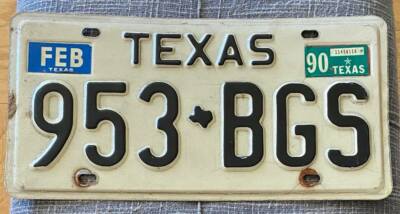 Texas 1990 License Plate # 953-BGS | eBay