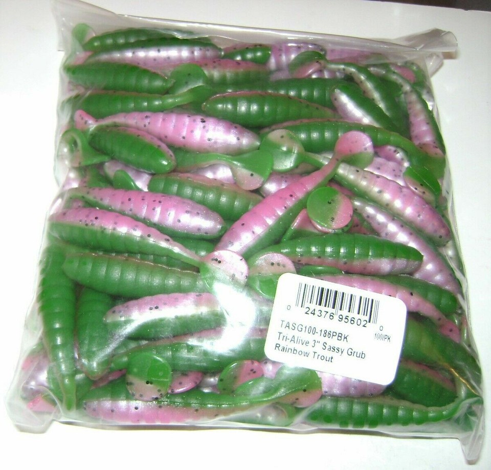 400 MISTER TWISTER 3 INCH TRI-ALIVE SASSY GRUB LURES NICE COLORS HUGE ...