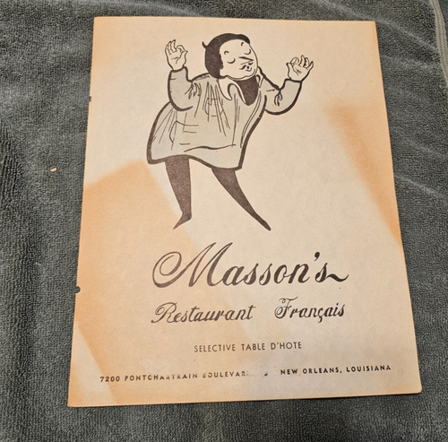 Masson’s restaurant Francis New Orleans, Louisiana Vintage Menu | eBay