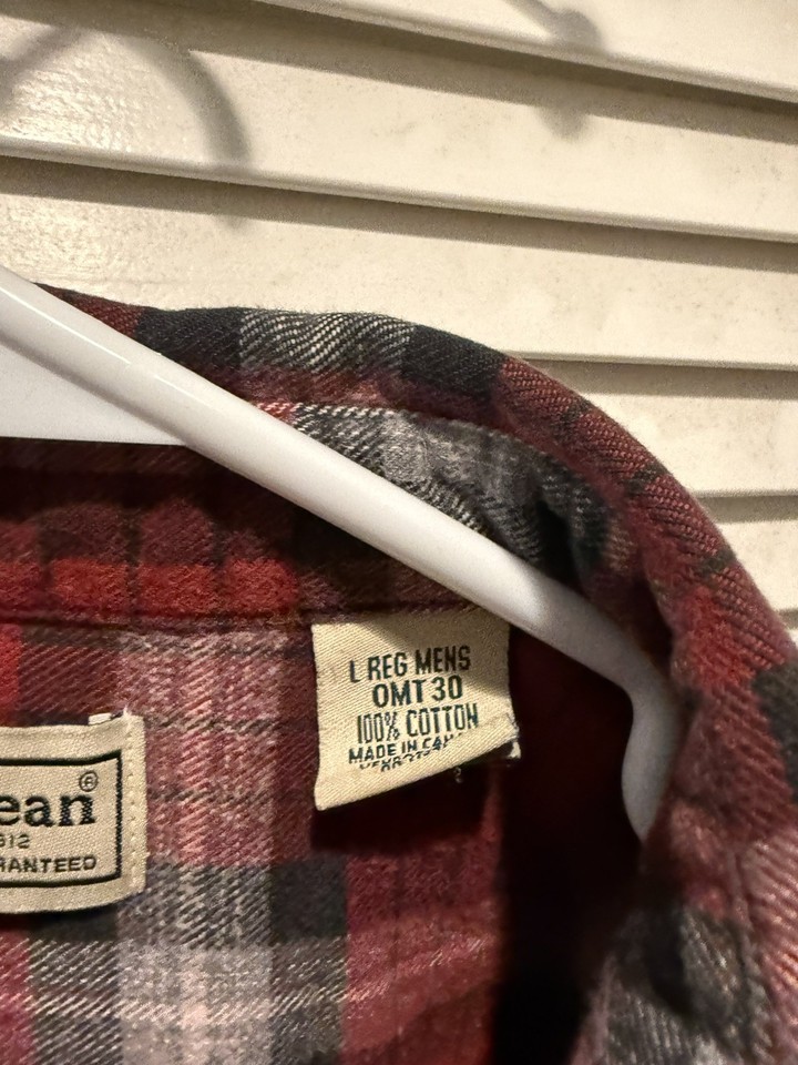 L.L. Bean Men's Red Flannel Button-Up Shirt Large Regular Fit Cotton | eBay