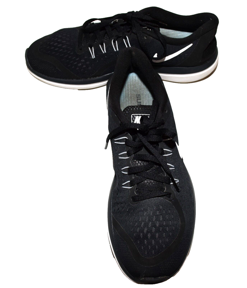 Nike Flex 2017 Run Black White Checkmark Women Running Shoes Sneakers ...
