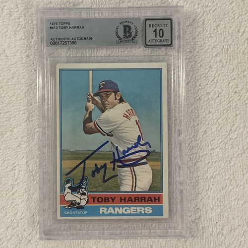 TOBY HARRAH SIGNED 1976 TOPPS CARD Beckett 10 AUTOGRAPH TEXAS RANGERS ...