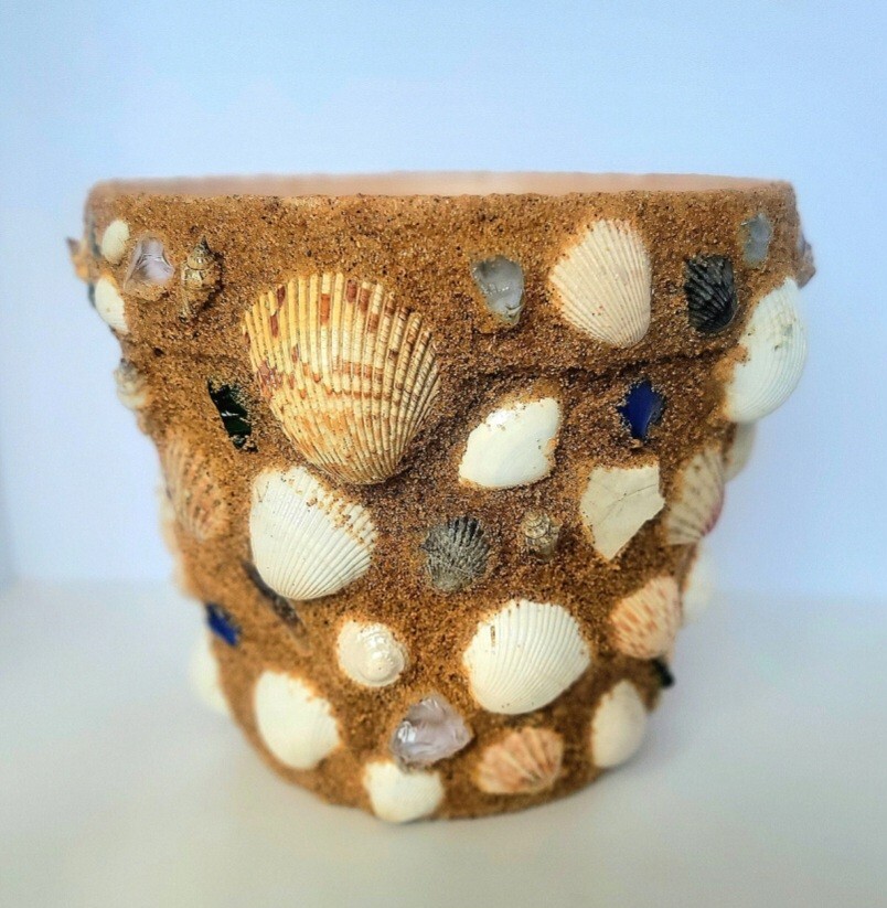 Seashell Planter Pot With Matching Saucer, Plant Beach Decor, Flower ...