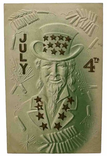 Antique Uncle Sam 4th of July Independence Day Embossed Postcard Green ...