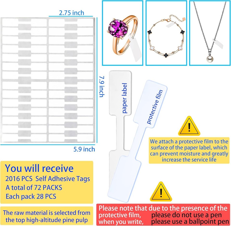 500 or 2000 Pcs Blank Jewelry Price Tags Jewelry Stickers Necklace Ring ...