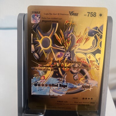 Lugia The God Of Pokémon Vmax Hp 758 Gold Fan Art Card Nintendo Display ...