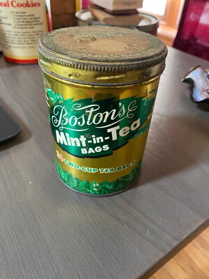Boston tea company vintage tin Mint In Tea Bags rare teas Flavor Lock ...