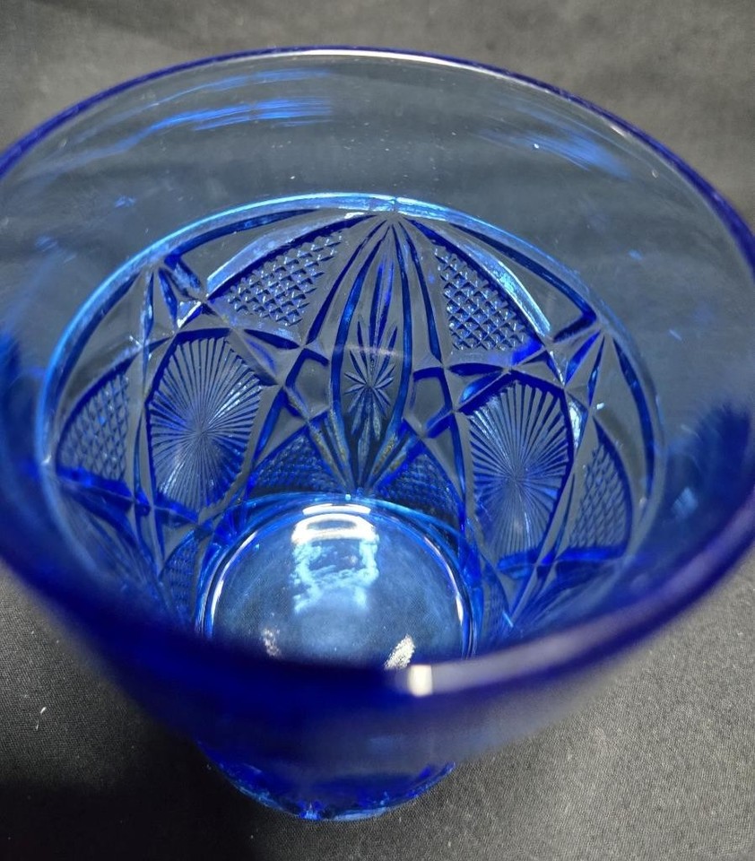 Cobalt Blue Brazen Shield Lemonade Water Set Indiana Tumbler Greentown ...