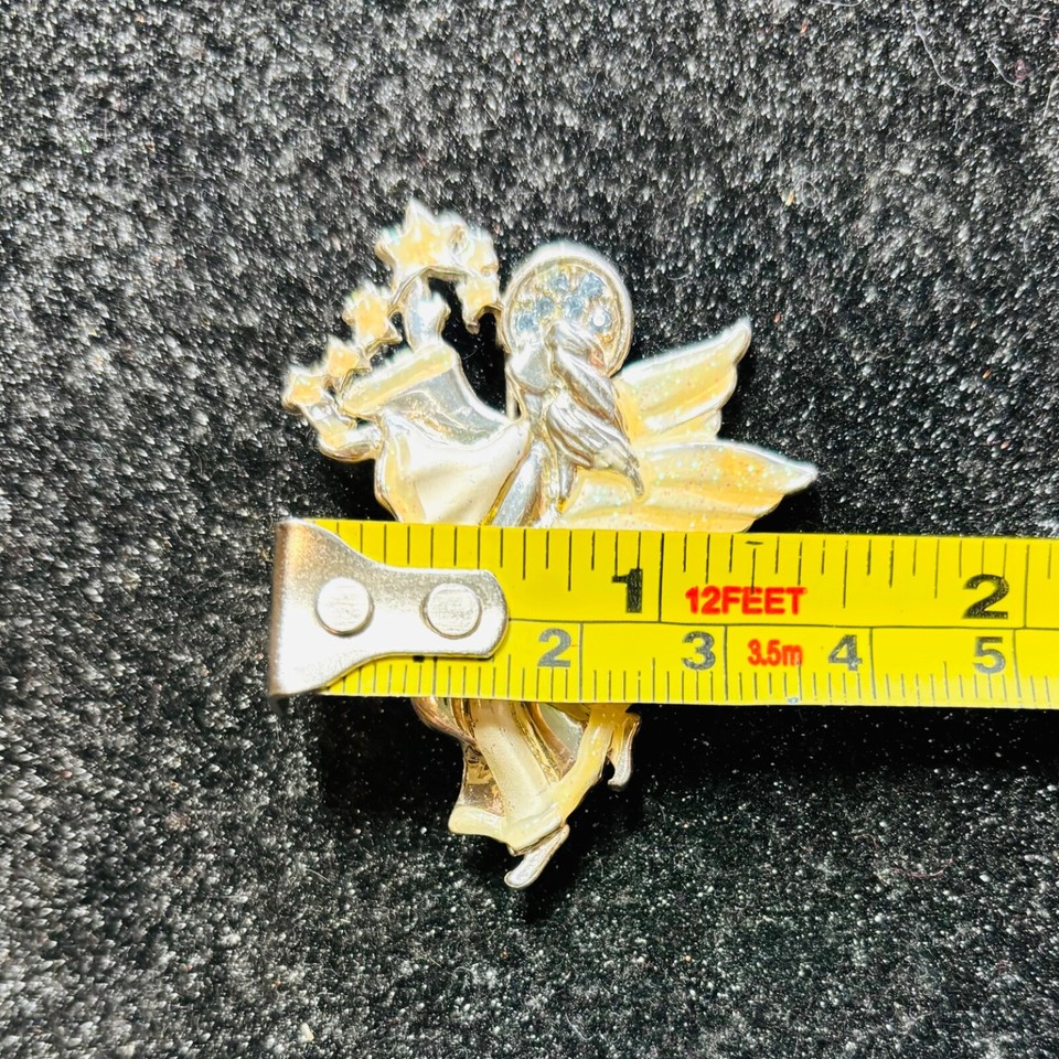 AAi brooch vintage angel glitter enameled wings star rhinestone ...