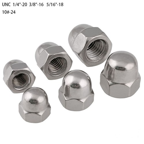 Hutmutter Edelstahl A2 DIN 1587 hohe Form Muttern UNC 1/4" 3/8" 5/16 ...