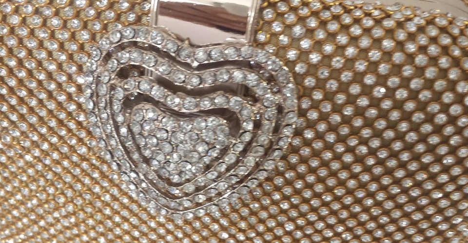 Gold Bling Diamond Crystal Diamante Evening bag Clutch Purse Bride ...