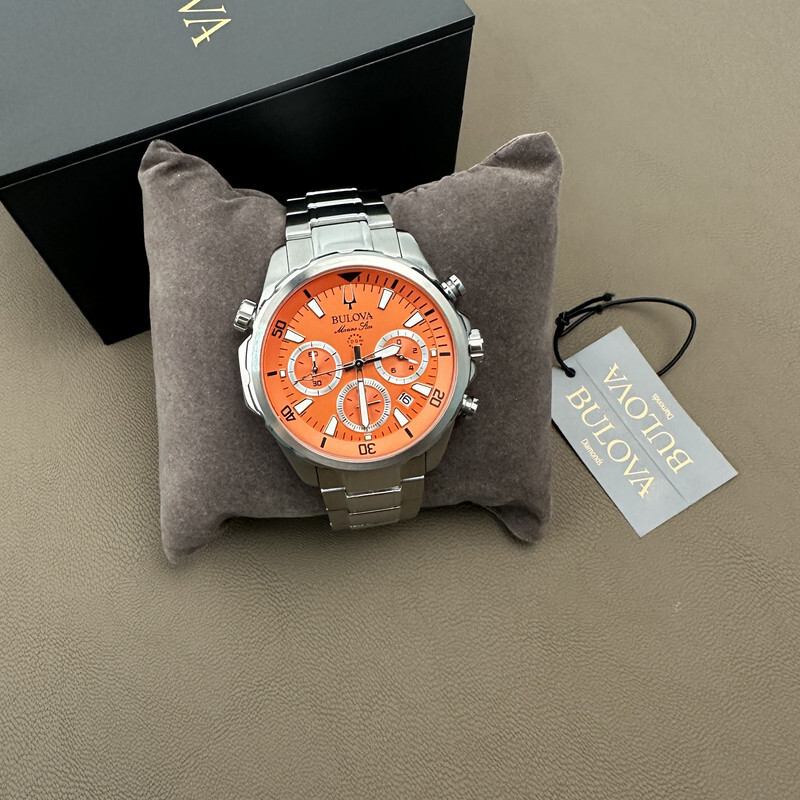 Bulova 96B395 Men's Marine Star/Orange Dial 6-Hand Chronograph Quartz ...