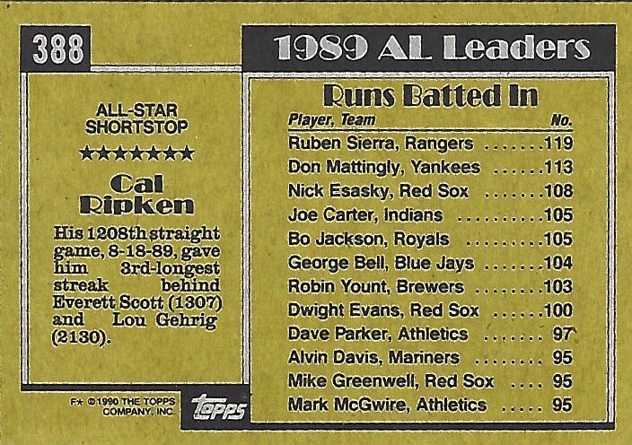 1990 Topps #388 Cal Ripken Baltimore Orioles | eBay