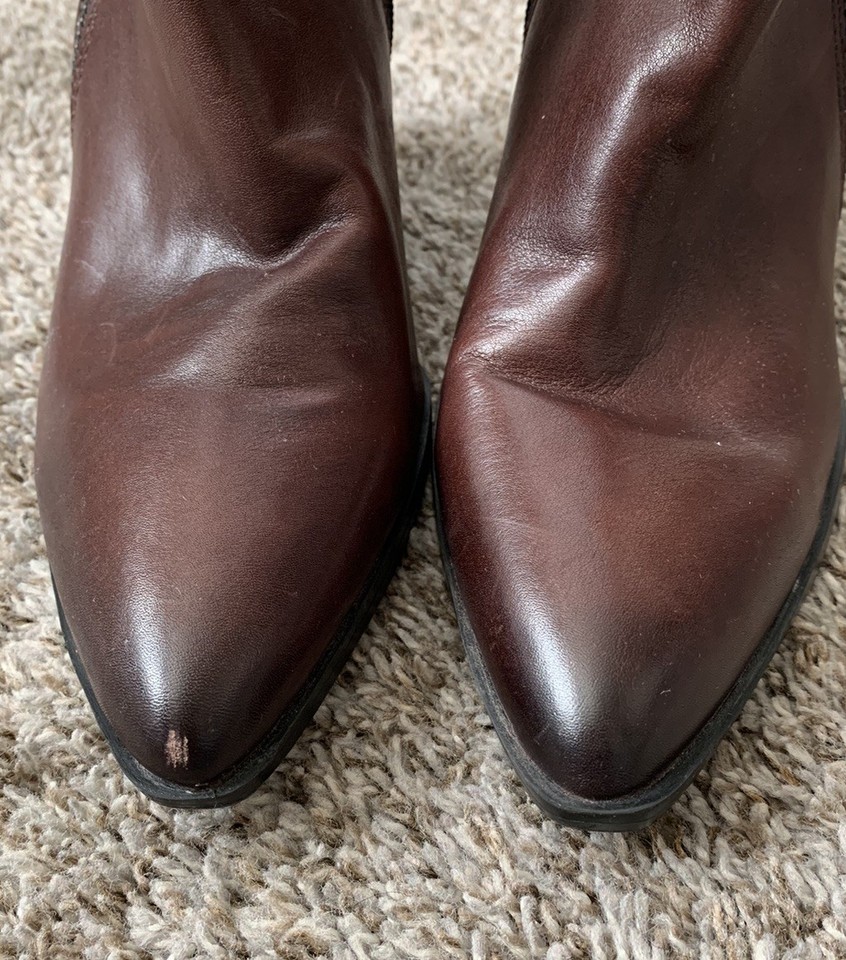 Naturalizer Dark Brown Leather Ankle Boots Size 11 Western Boho Classic ...