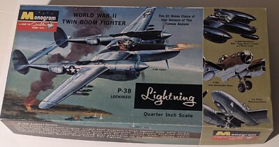 Monogram P-38 Lightning model kit 1964 -open bag w/decals Instructions unbuilt | eBay