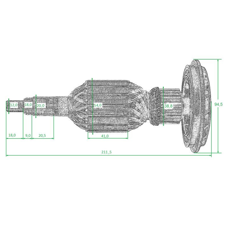 f Bosch Rotor Motor Anker GSH10E GSH11E 1614011072 Brush Impeller 230V ...