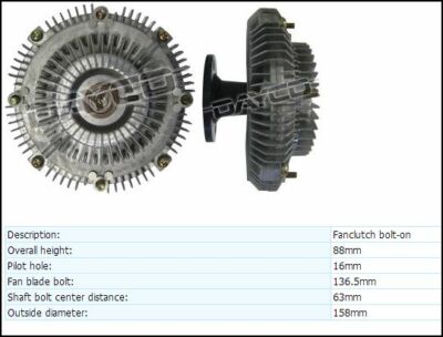 FAN CLUTCH VISCOUS HUB FITS HOLDEN RODEO R9 3.2Ltr V6 6VD1 ENGINE 02/98 ...