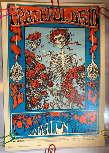 GRATEFUL DEAD SKELETON & ROSES AVALON BALLROOM FAMILY DOG CONCERT ...