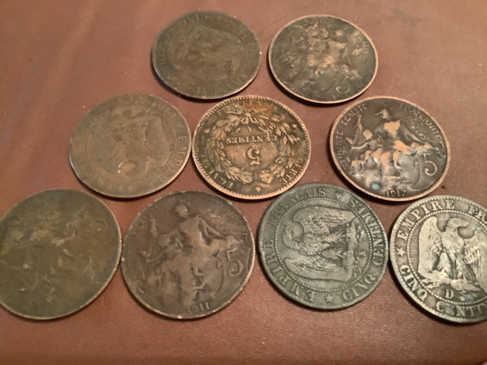 9 x French 5 centimes coins, 1853 - 1917 | eBay UK