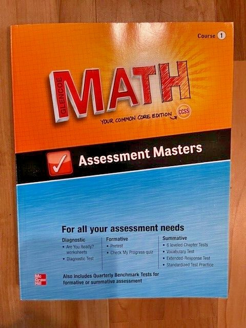 Glencoe Math Common Core CCSS Course 1 Assessment Masters Book ...
