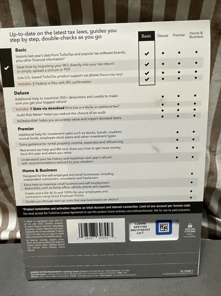 TURBOTAX 2023 BASIC CD/DOWNLOAD FEDERAL E-FILE WIN/MAC USA Intuit USA ...