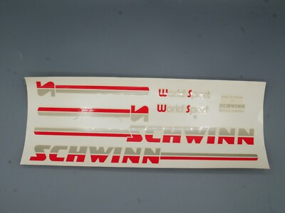 Schwinn World Sport NOS Complete Red & Grey Bicycle Decal Set | eBay