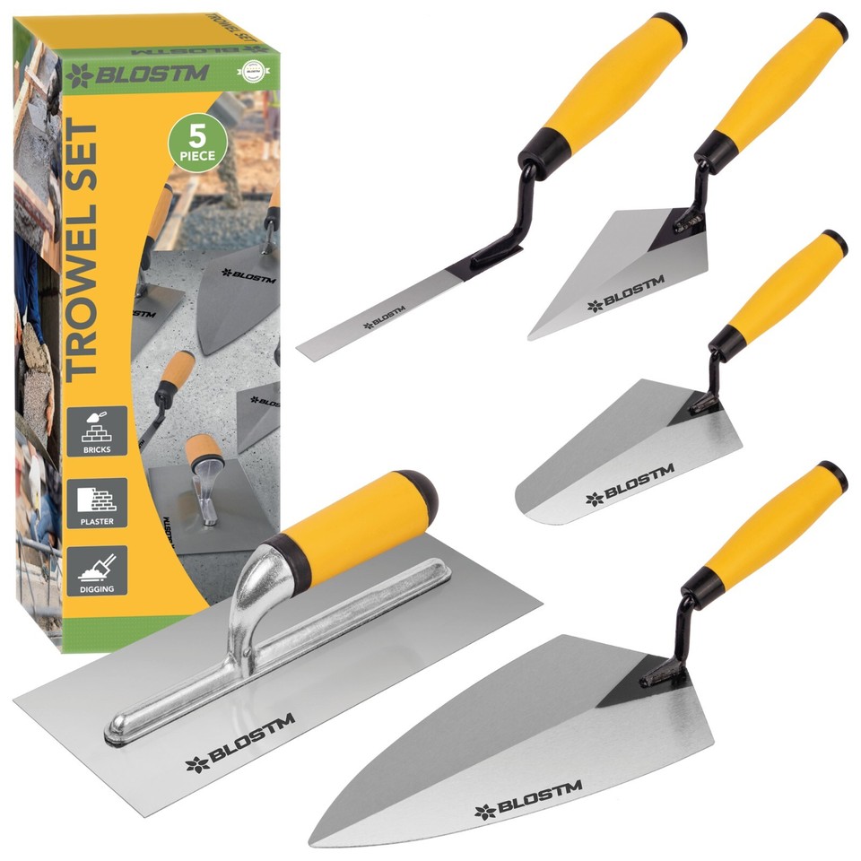 BLOSTM 5pc Builder Professional Trowel Set Bricklayer Brick Plastering ...