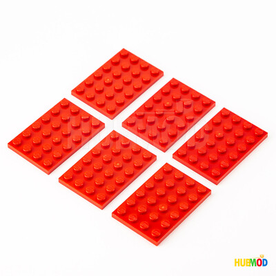 Lot of 6 Genuine LEGO Red 4x6 Stud Dots 3032 Flat Base Plates Building ...