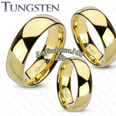 Classic Tungsten Carbide Gold IP Mirror Polished Womens Wedding Band ...
