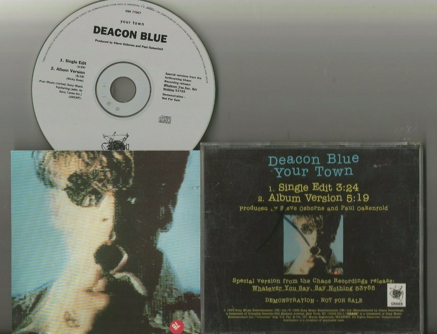 deacon blue - your town CD single US 2 trx Promo Edit 3:24 / Album Vers ...