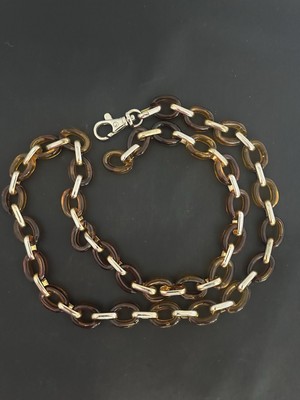 VTG Faux Tortoise Shell Brown Root Beer Plastic Chain Link Belt 38” | eBay