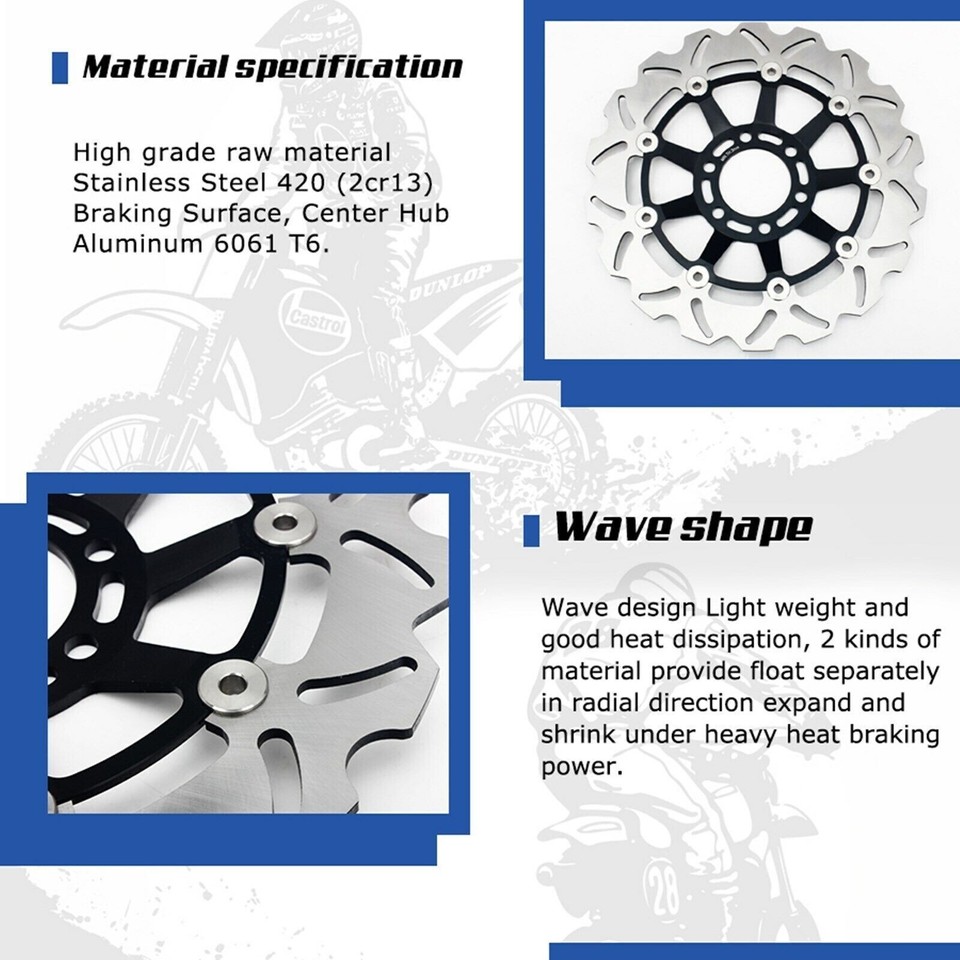 2 Front Brake Disc Rotors & Pads For Honda CBR 1000 RR 2006-2007 Wave ...