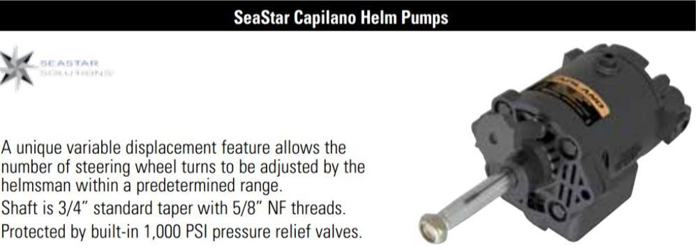 SeaStar HH-5275 Capilano 1275V Helm Pump 2.7-5.4c.i. Boat Hydraulic ...