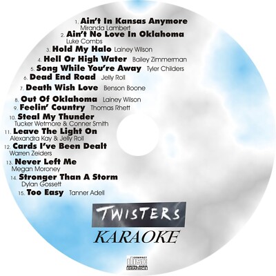 CUSTOM KARAOKE TWISTERS 15GREAT SONG cdg CD+G LUKE COMBS LAINEY JELLY ...