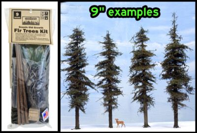 Model Fir Trees KIT, makes 4 TREES, ea 9" Tall, greatDETAIL, HO/N/O/S ...