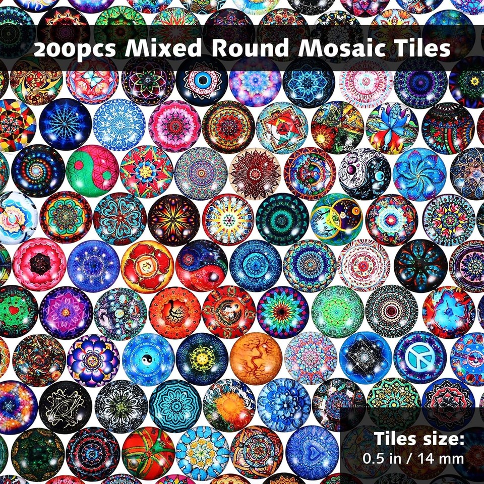 200Pcs Mixed Mosaic Tiles Glass Mosaic Tile Assortment for DIY Crafts ...