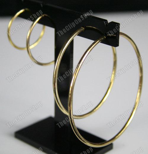 CLIP ON fake hoops GOLD/SILVER big,small,medium HOOP EARRINGS look like ...