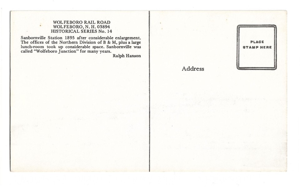 Wolfeboro Railroad Sanbornville Station NH 1895 Postcard #3 | eBay