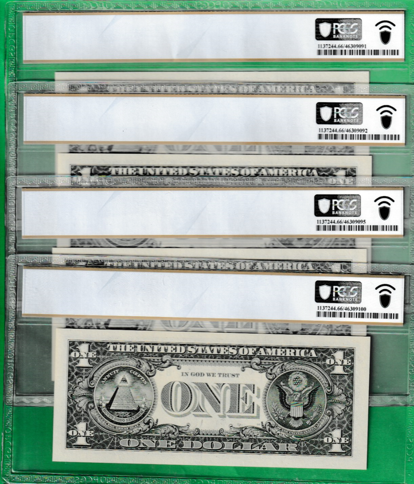 $1 Federal Reserve Note Serial Numbers 55555529 TO 55555589 PCGS ...