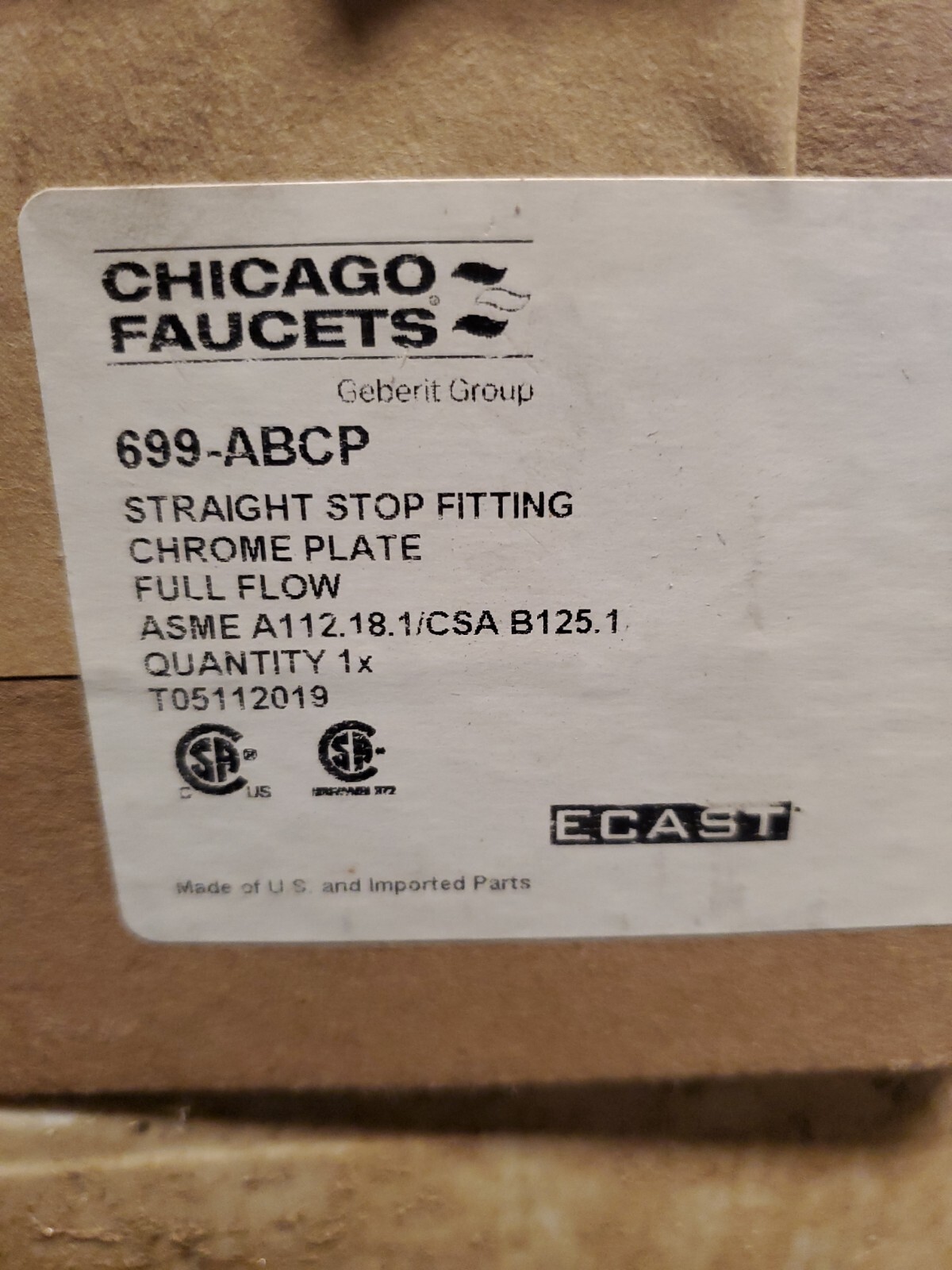 Chicago Faucets 1013-ABCP Angle Stop Fitting with Loose Key for sale ...