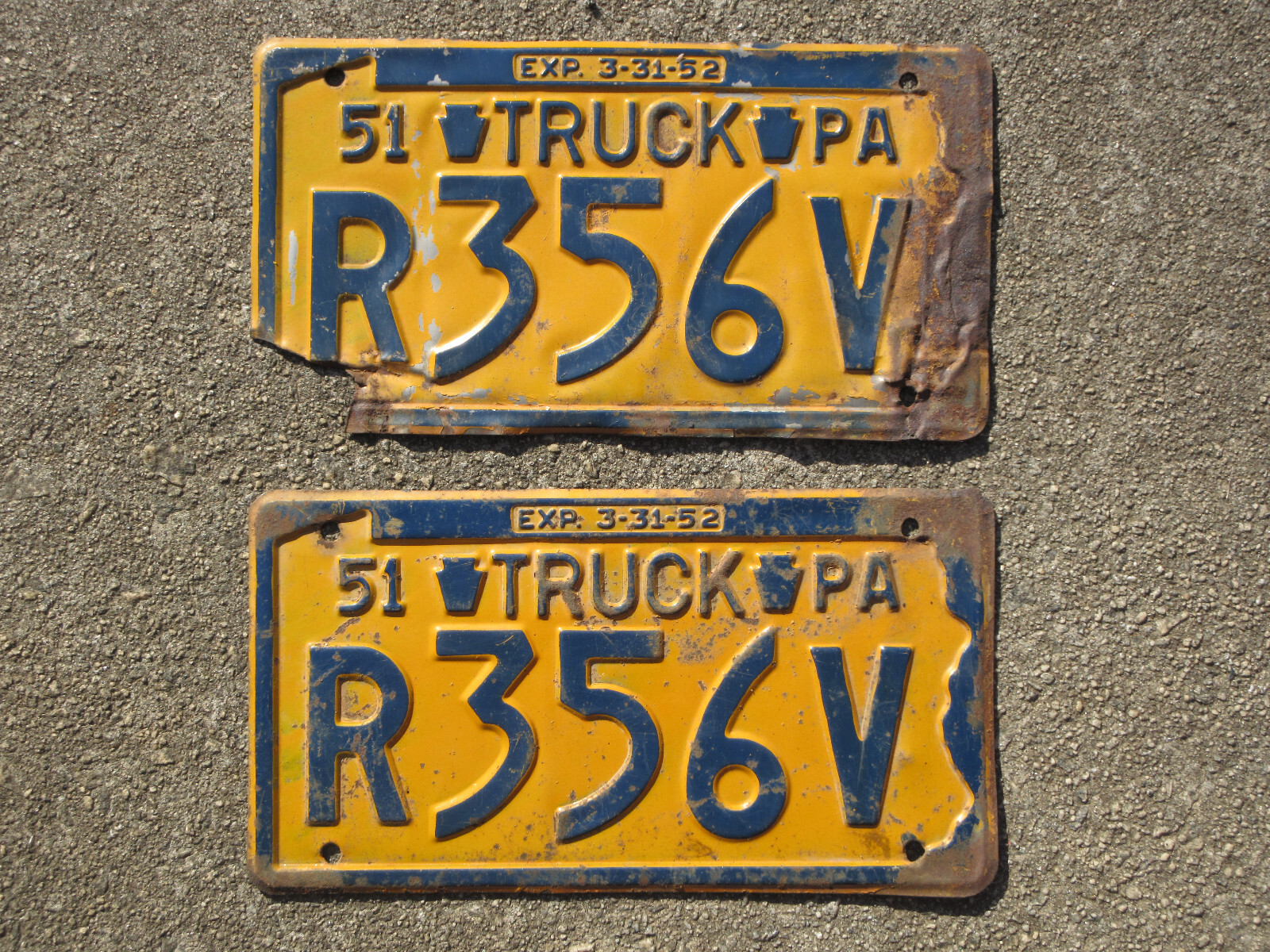 1951 Pennsylvania Truck License Plate Pair R356V PA Penna Ford ...