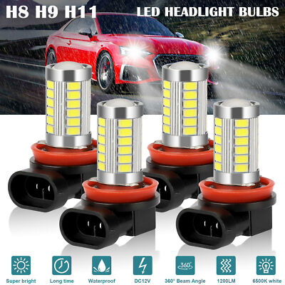 4x H11 H9 H8 LED Headlight Kit High/Low Beam Fog Driving Bulbs 6500K ...