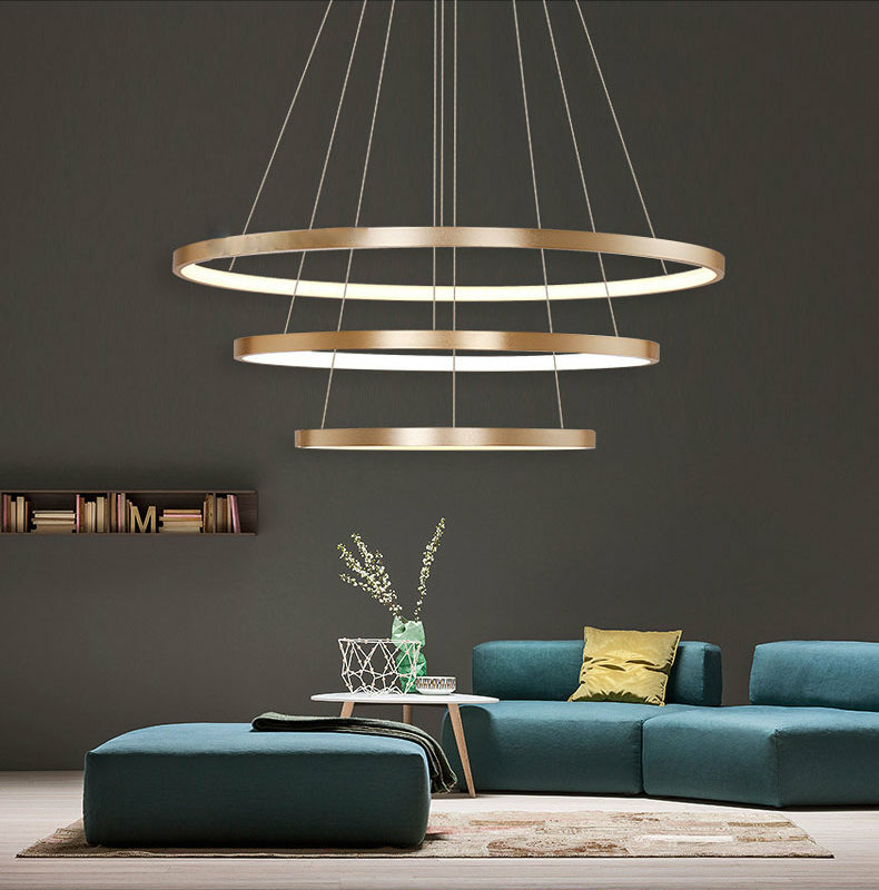 Circular Ring Pendant Light Aluminum LED Chandelier Ceiling Hanging ...
