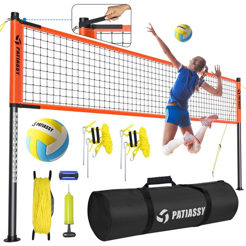 Portable Volleyball Net System - Adjustable Height Poles with PU ...