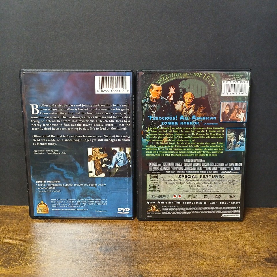Night of the Living Dead & Return of the Living Dead Lot of 2 Zombie ...